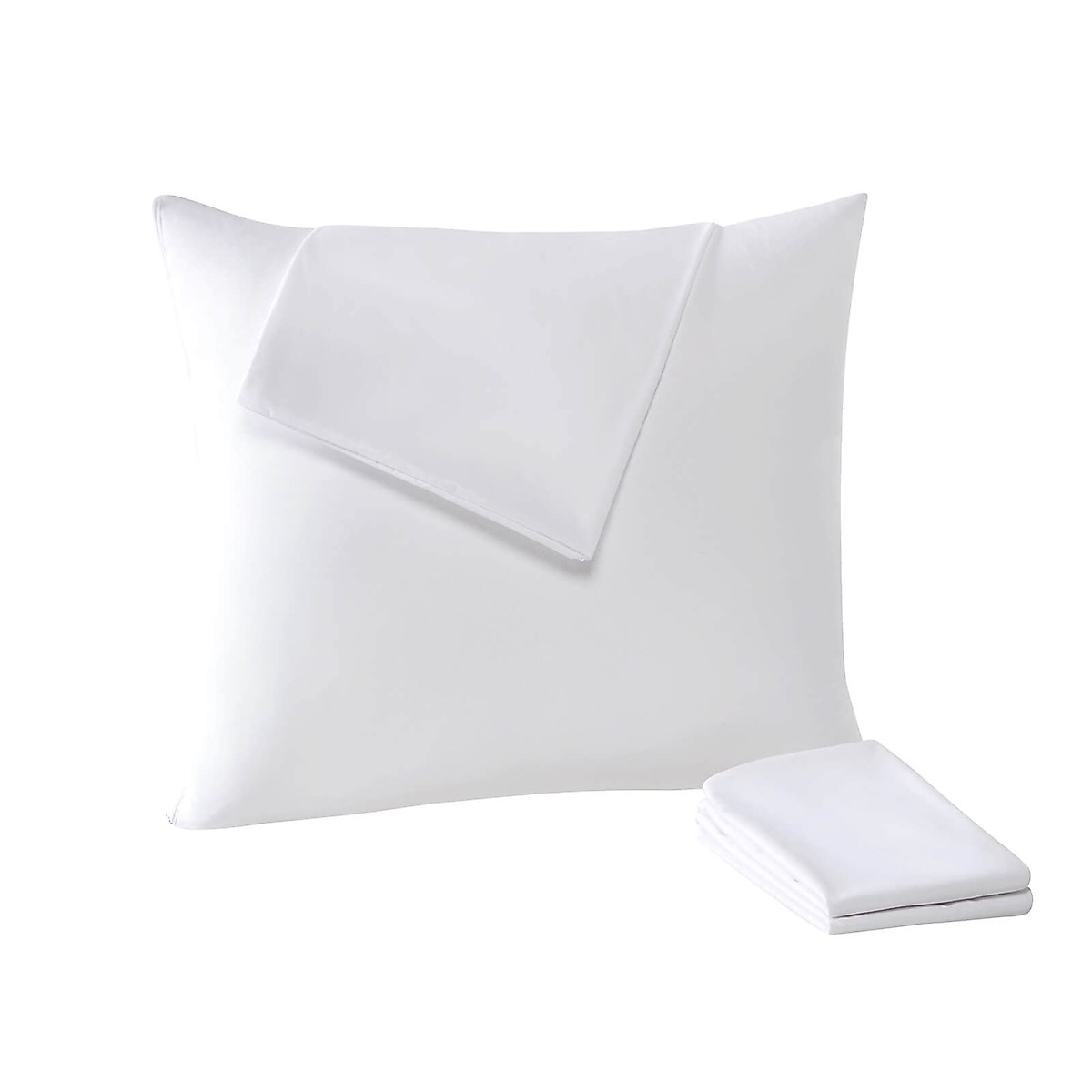 4 Pack Waterproof Down Feather Proof Pillow Protectors with Zipper Standard Size Set of 4 Poke Proof Bed Pillow Covers