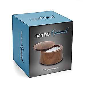 nambe Nara Salt Cellar | Wood Salt or Spice Box with Swivel Lid | Storage Container for Kitchen Countertop Perfect for Table Salt, Gourmet Salts, Herbs or Seasoning Blends | 4.25” 2.5”