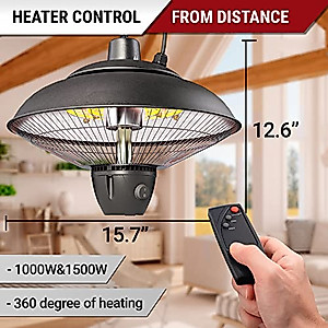 Outdoor Patio Heater - Electric Outdoor Heater - Ceiling Mounted Patio Heater - Waterproof Space Heater Lamp For Patio - Remote control electric heater outdoor- Hanging heater outdoor and indoor use