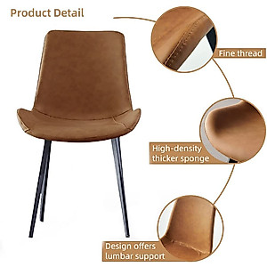 HIPIHOM Dining Chairs Set of 4,Modern Kitchen Dining Room Chairs,Upholstered Dining Accent Side Chairs in Faux Leather Cushion Seat and Sturdy Metal Legs,Brown