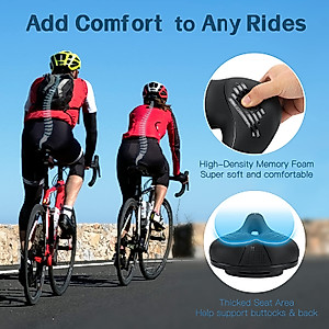 TONBUX Comfortable Bike Seat, Soft Bike Seat Cushion for Men Women Comfort, Breathable Bicycle Seat Replacement Compatible with Peloton, Padded Bicycle Saddle for Mountain MTB BMX Road Exercise Bike