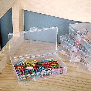 DIRBUY 12pcs Small Plastic Rectangular Containers, Clear Mini Plastic Boxes with Lids for Beads and Small Items (5x 3 x 1 inch)