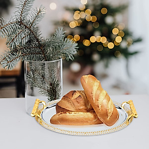 SHERCHPRY Stainless Steel Tea Tray, Tea Serving Platter,Serving Platter with Handles, European Serving Tray for Food Fruit Coffee Tea