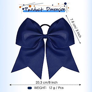 2 Packs Jumbo Cheerleading Bow 8 Inch Large Cheer Hair Bows with Ponytail Holder for Teen Girls Softball Outfit Uniform(Navy Blue)