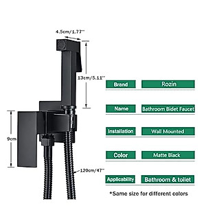 Black Bidet Faucet Wall Mounted Bathroom Shower Faucet Bidet Toilet Sprayer Bidet Toilet Washing Machine Mixer Faucet(Black B)