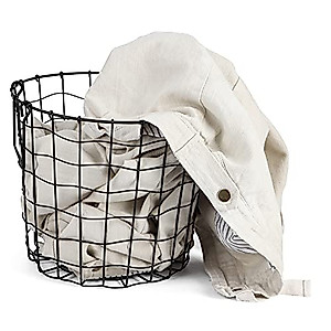 Iron Wire Laundry Hamper, Folding Laundry Storage Basket with Handles, Dirty Laundry Hamper Cart Sorter Clothes Basket Organizer