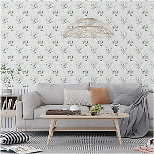 UniGoos Gold Edge Foliage Peel and Stick Wallpaper Green Leaves Vinyl Removable Contact Paper Abstract Branch Leaf Self-Adhesive Wall Paper Roll for Cabinet Living Room DIY Decor 17.7" x118.1"