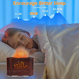 PLUWEL Flame Aroma Diffuser Humidifier,Auto-Off 300ml Essential Oil Diffuser for Large Room, Adjustable Brightness Air Humidifier with Timer for Home Office Spa Gym (Wood Grain)