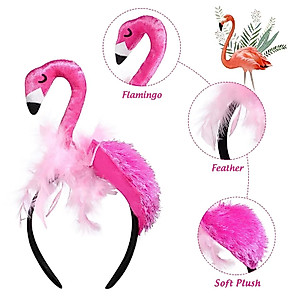 CARMELIT Creative Flamingo Hat Hawaii Pink Flamingo Headband Hair Tropical Accessories Flamingo Party Supplies Cute Flamingo Costume for Women