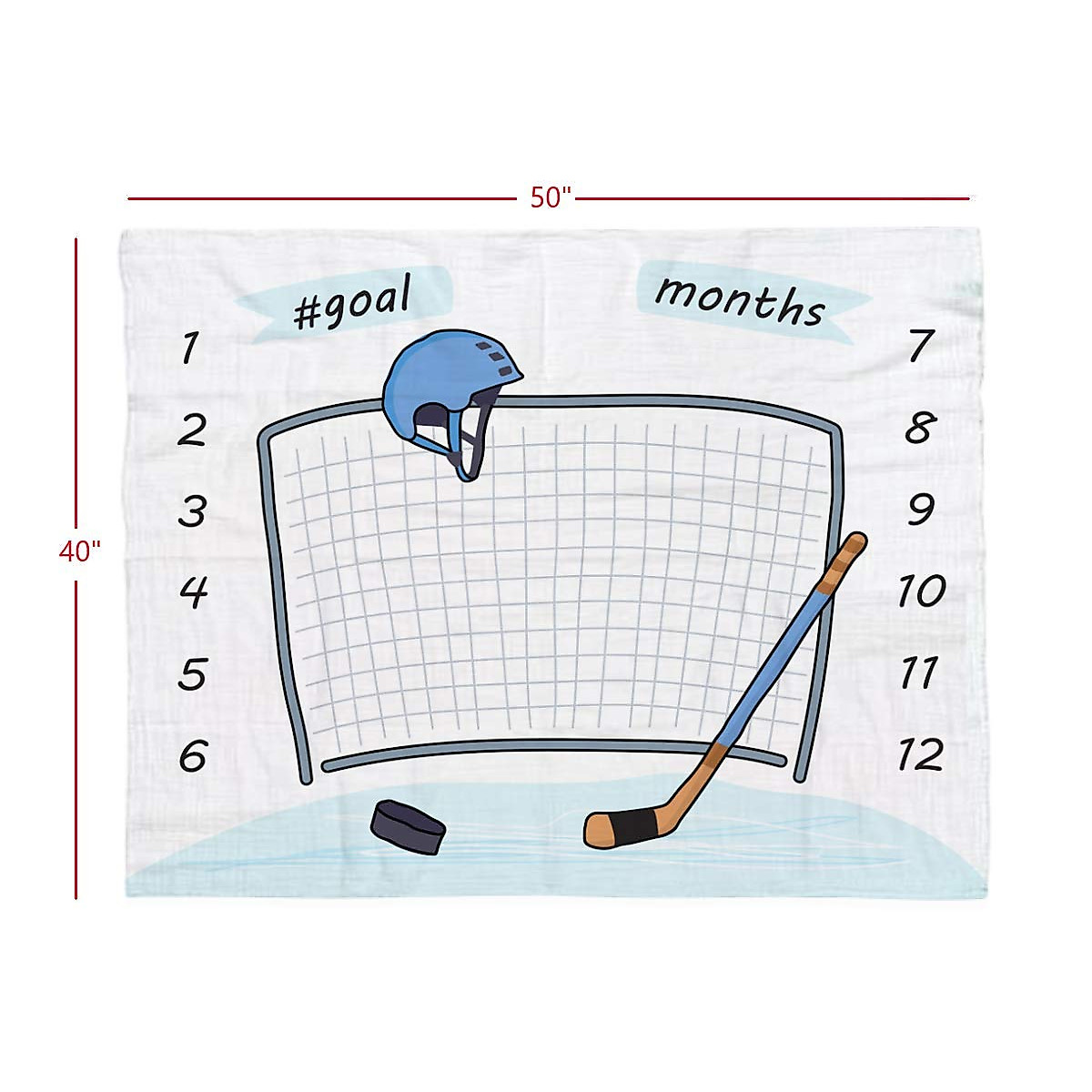 bok Baby Monthly Milestone Blanket for Newborn Boys and Girls - Perfect Weekly - Monthly - Yearly Blanket 40" x 50" – Sport Hockey Printed Theme