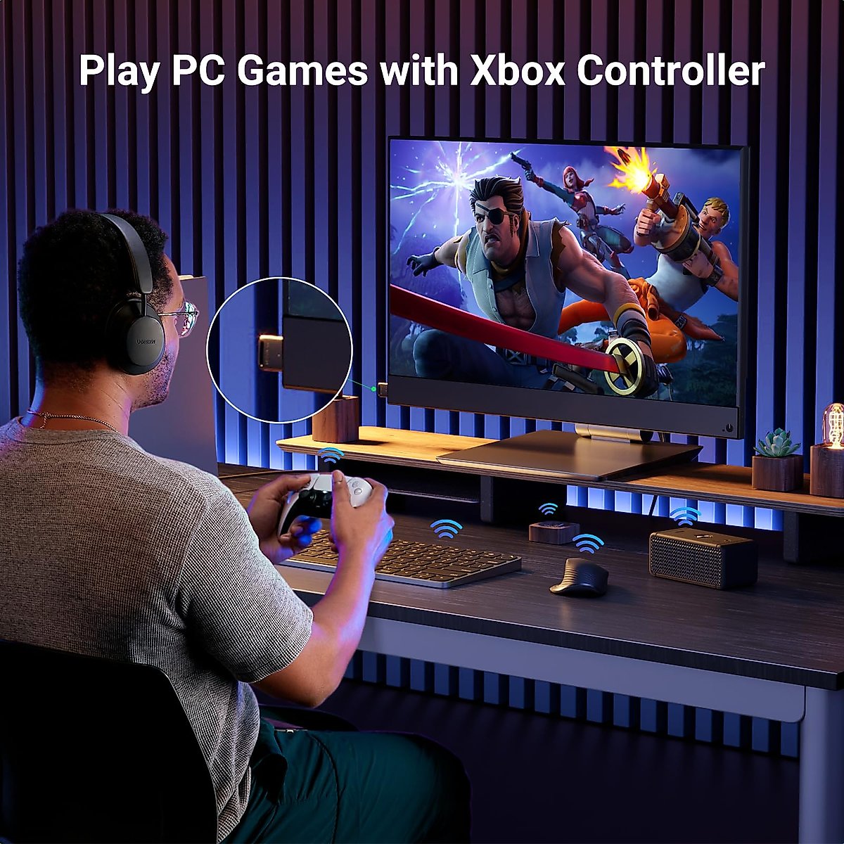 UGREEN Bluetooth Adapter, USB Bluetooth 5.3 Adapter for PC, Wireless Bluetooth Dongle, Plug and Play for Windows 11/10/8.1 Headphone Mouse Keyboard Printer Speaker Xbox PS5 Game Controllers