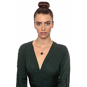 925 Sterling Silver Aries Necklace Zodiac Pendant Star Sign Birthdays 21st March to 19th April Jewelry Inscribed in 24k Gold on Black Onyx Gemstone, 18" Rolo Chain