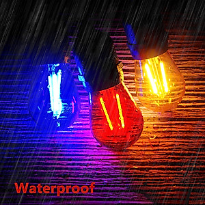 GUILEDUO 15 Pack S14 LED Red String Light Bulbs, Shatterproof 2 Watt Red Replacement Bulbs for Outdoor String Light, Waterproof Decorative E26 Base Red Filament Edison Christmas Light Bulbs, 120V