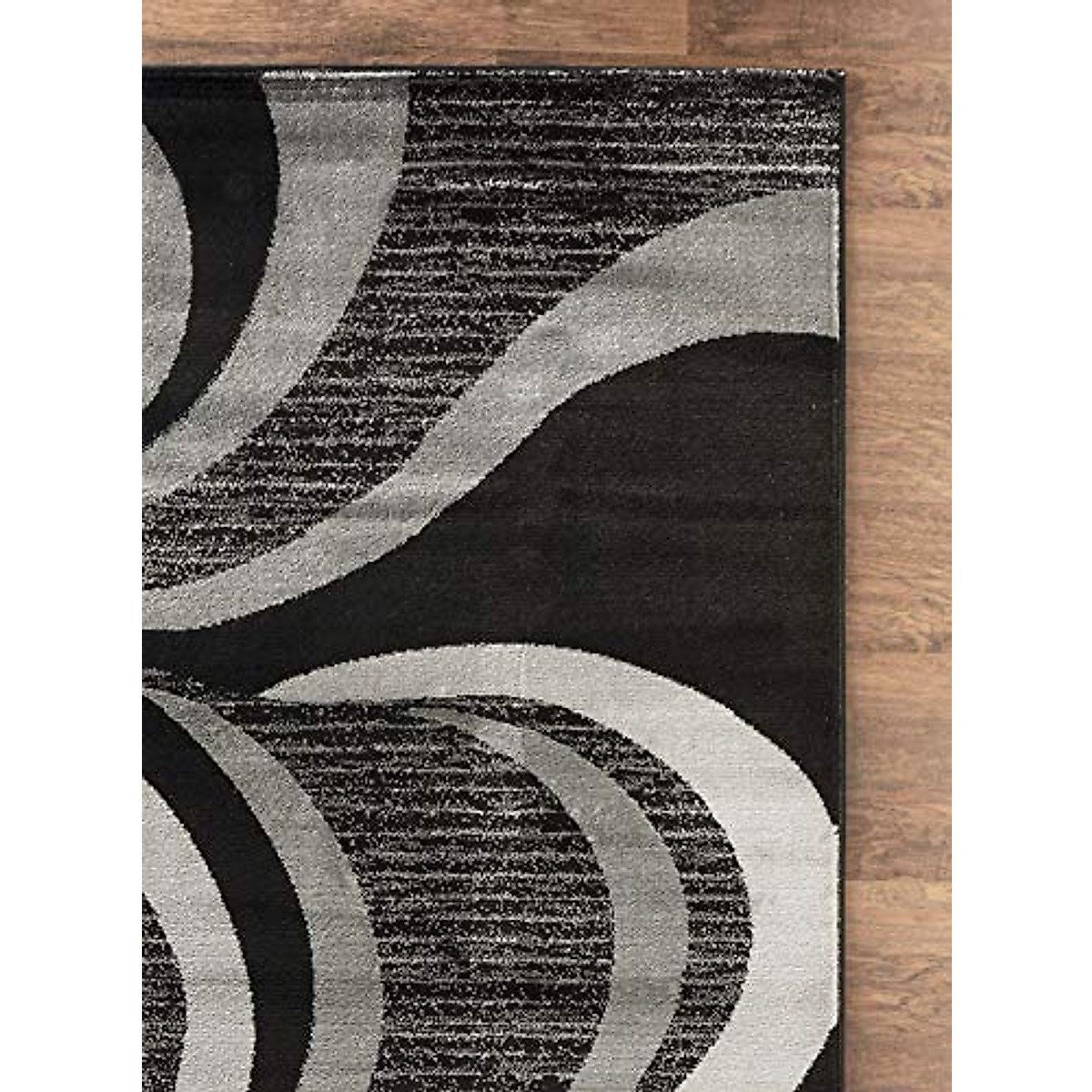 GLORY RUGS Modern Area Rug 5x7 Black Gray Swirls Carpet Bedroom Living Room Contemporary Dining Accent Sevilla Collection 4817A (5x7, Black)
