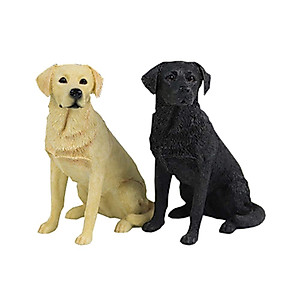 Labrador Golden Retriever Statue, Home Garden Art Sculpture Dog Model Car Seated Decoration Crafts Collection 4.72.55In,Black