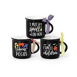 Nefelibata Mini Coffee Mugs, Halloween Witch Tiered Tray Decor Espresso Cups Farmhouse Home Kitchen I Smell Children Centerpieces Decorations Housewarming Novelty Gift 3PCS