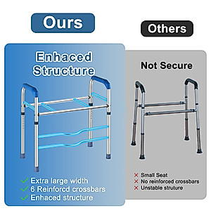 Deewow Raised Toilet Seat with Handles up to 450lbs, Elevated Toilet Seat Riser for Seniors, Raised Toilet Seat for Elderly, Pregnant and Handicap, Height Adjustable, Fit Any Toilet, Blue