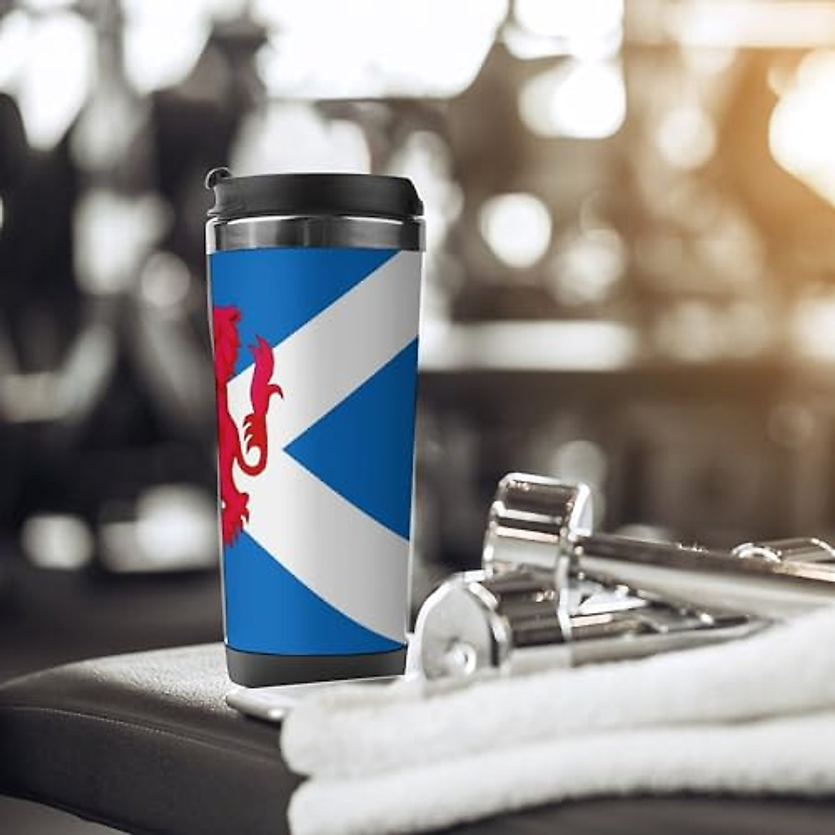 Flag of Scotland with Lion Rampant Travel Coffee Mug Reusable Insulated Drinking Cup with Lid for Home Outdoor Works 13 Oz