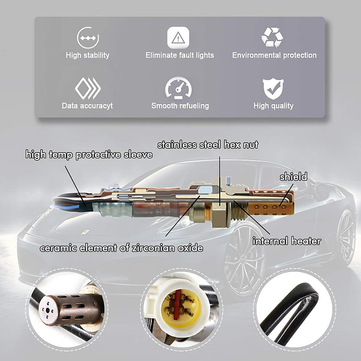 15717 Oxygen Sensor Replacement for Lincoln Ford F150 Explorer Ranger Mustang Aston Martin Mazda Tribute Mercury at Downstream or Upstream Position with OE Bosch 15717