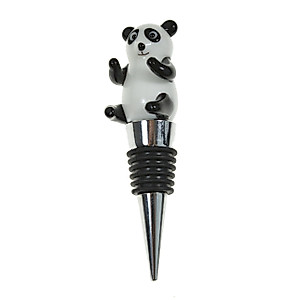 Glass Panda Bear Wine Stopper - Champagne/Wine Bottle Stopper, Decorative, Unique, Eye-Catching Glass Wine Stoppers – Panda Décor, Wine Accessories Gift for Hostess - Wine Corker / Sealer
