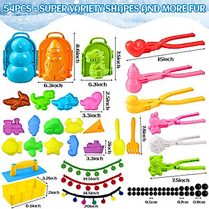 JMUQ 50pcs Snowball Maker Snow Toys for Outdoor Winter Fun Includes Heart Shaped Rabbit and Duck Snowball Makers,Gnome and Dinosaur Snow Molds and a Snowman Decorating Kit for Toddlers and Adults