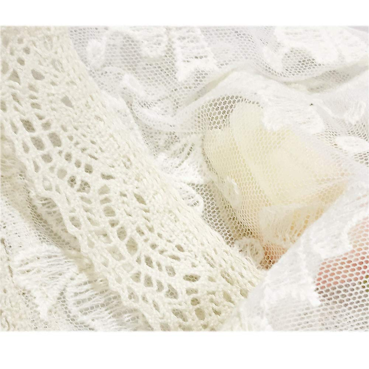 IMLECK Infant Bucket Sun Hat Bow Full Lace Flower Bonnet Child Hat … Ivory White