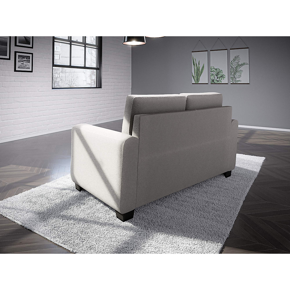 Edenbrook Wasatch Upholstered Loveseat with Track Arms – Mid Century Modern Couch, Loveseat, Dove Gray