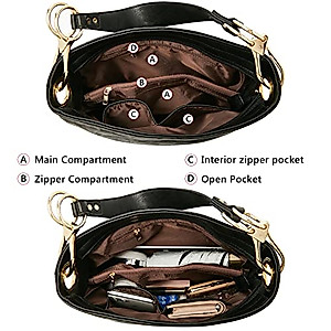 FOXLOVER Shoulder Bags for Women PU Leather Hobo Purse and Handbags Granny Chic Large Bucket Bag