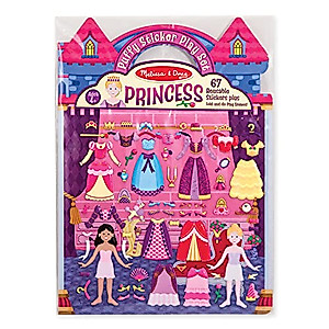 Melissa & Doug Puffy Sticker Set: Princess - 67 Reusable Stickers - Kids Fashion Activities, Restickable Princess Sticker Book, Puffy Princess Stickers For Kids Ages 4+