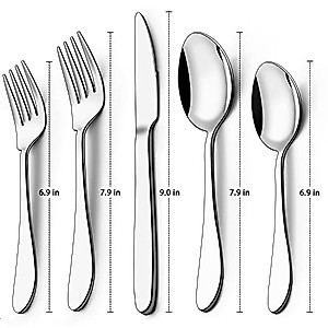 50-Piece Silverware Set, Stainless Steel Flatware Set for 10, Food-Grade Tableware Cutlery Set, Utensil Sets for Home Restaurant, Mirror Finish, Dishwasher Safe
