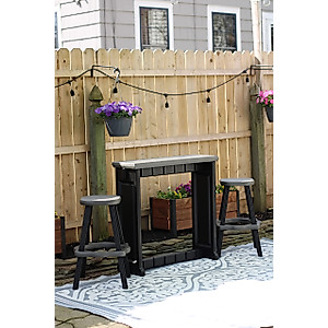 Leisure Accents Single Bar Set Includes 2 Barstools Deep Grey Top & Black Base Ideal for Patio Hot Tub Area Backyard Durable WeatherResistant Design Easy Nohardware Assembly Proudly Made in USA