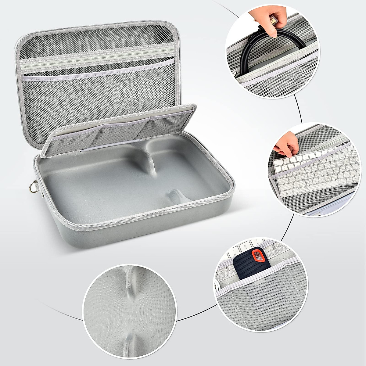Case Compatible with Apple 2023 Mac Mini M2/ Mac Mini M1 & Mac Mini Previous Model Desktop Computer, Electronics Organizer Fits for Keyboard, Magic Mouse and Accessories (Box Only)-Gray