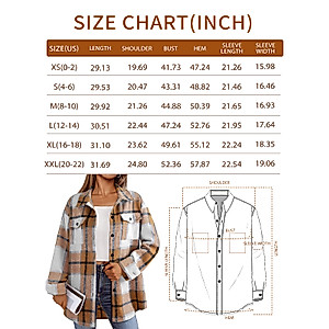 Trendy Queen Womens Flannel Shacket Casual Jacket Plaid Button Down Long Sleeve Shirt Fall Winter Outfits, Apricot, XL