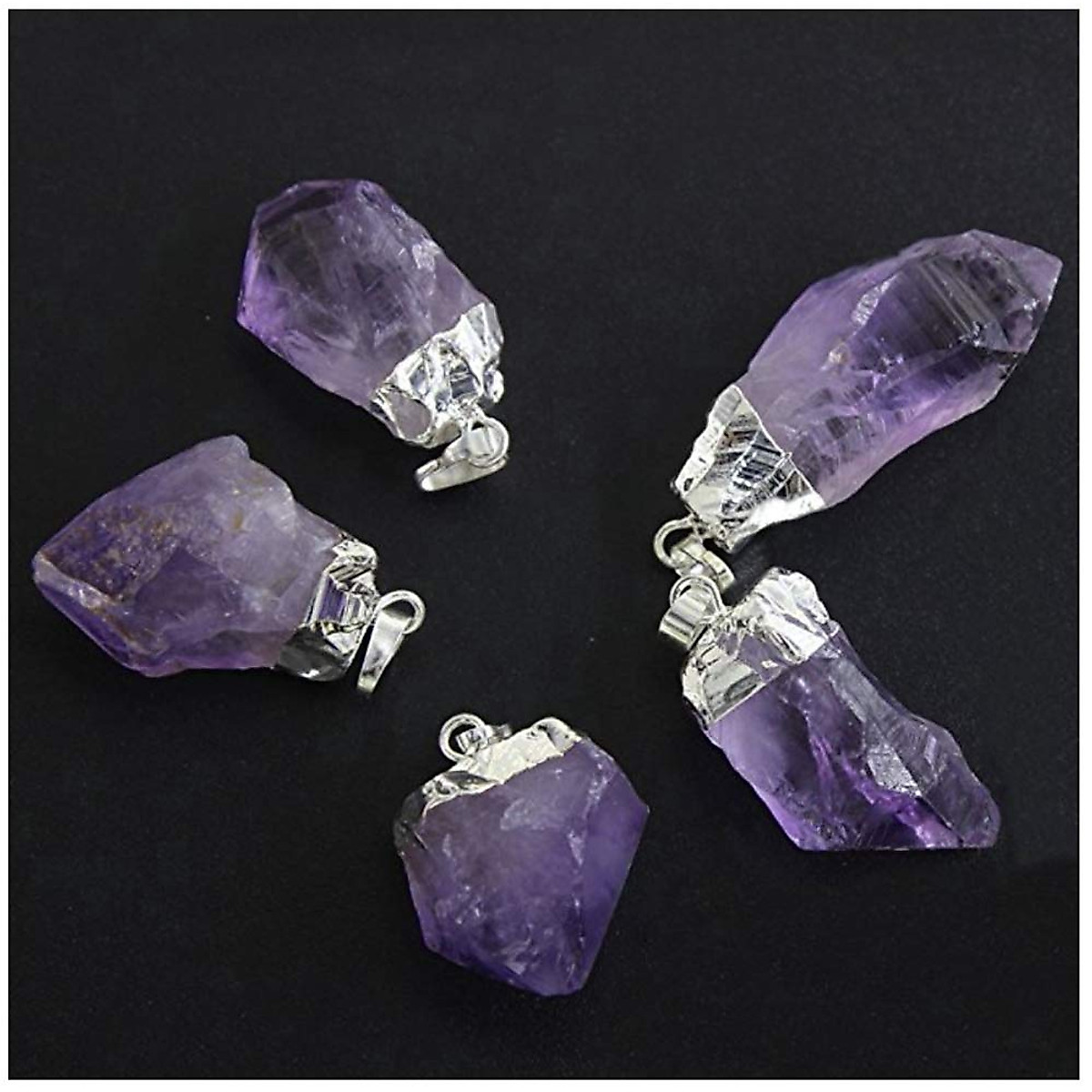 Adabele 1pc Real 925 Sterling Silver Raw Purple Amethyst Crystal Drop Pendant Statement Necklace 18 inch Free Form Healing Chakras Stone Fine Jewelry Gift NK18-21