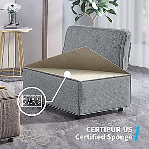 Mjkone Sleeper Sectional Sofa Bed Convertible U Shaped Sofa with Ottoman Linen Fabric L Shaped Couch Variable Modular Sectional Sofa Couches for Living Room Apartment Small Space, Light Grey