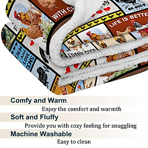 NTMANON Chicken Blanket,Rooster Blanket,Chicken Blanket Gift for Girls,Chicken Gifts Throw Blanket,Just A Girl Who Loves Chickens Blanket,Life is Better with Chickens Blanket 50"x60"