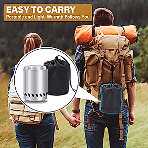 HGD 9.5 x 7.1 in Small Tabletop Fire Pit, Portable Mini Smokeless Table Top Firepit, Low Smoke Camping Stove for Outdoor & Patio, Fueled by Pellets or Wood, with Travel Bag, Stainless Steel, Silver