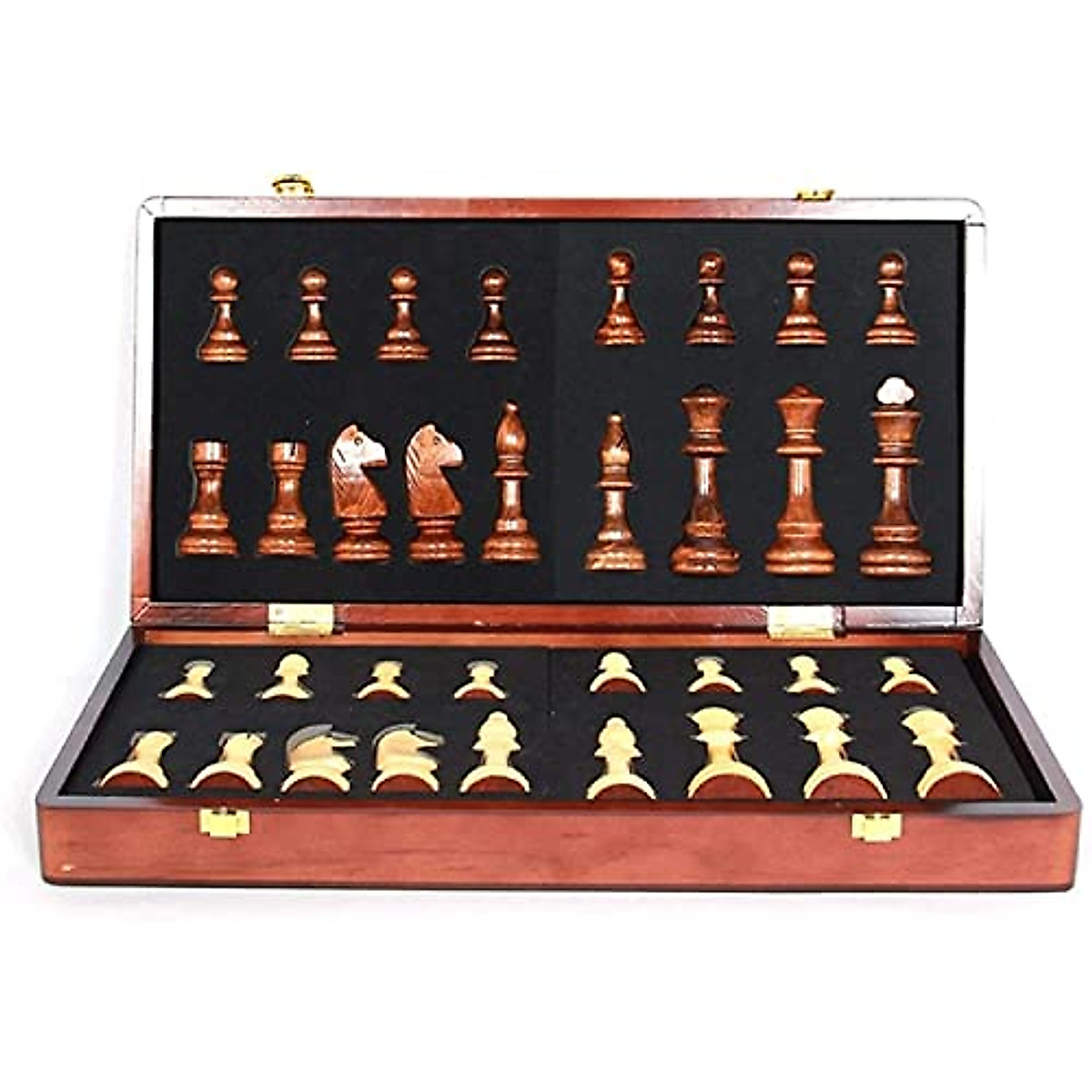 OJOINK Wooden Chess Set, Portable Chess Set for Adults, Folding Wooden Chess Board, for Kids and Adults