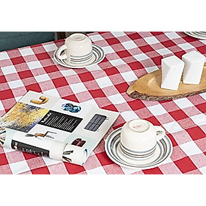 WHITEWRAP Buffalo Check Tablecloth |Red and White|60”x90”| Indoor Outdoor, Restaurant, Hotel Quality| Gingham Table décor | Table Protector for Picnic, Party and Dinner| Tabletop Washable Farmhouse