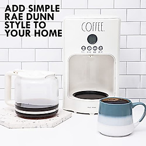 Rae Dunn Programmable Drip Coffee Maker, Coffee Pot for Kitchen, Electric Coffee Machine for Brewing Coffee. Easy to Use Coffee Maker Brews 12 Cups, Genuine Labelled COFFEE