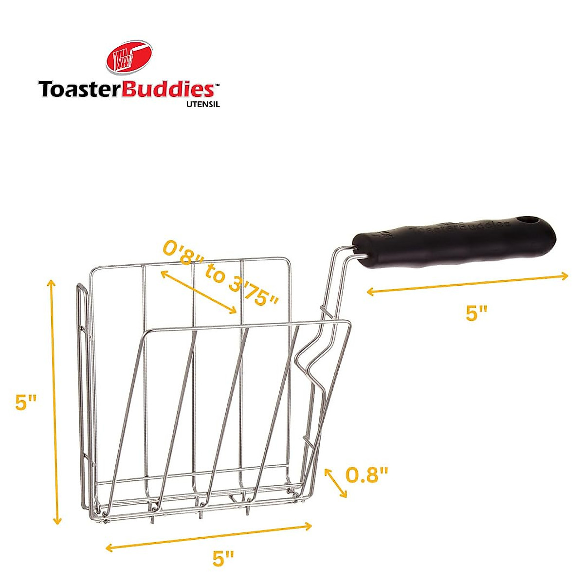 ToasterBuddies TOASTER BUDDIES, 2-Piece, Toaster basket, Sandwich Racks, 2 Slice-Toaster, Compatible with allmost all pop-up toasters, Toaster gadget, Regular, Black