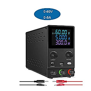 DC Power Supply, 60V 5A 300W Adjustable DC Power Supply LED Digital Lab Programmable Bench Power Source Stabilized Voltage Regulator Switch,Electroplating DIY(60V 5A 300W-01)