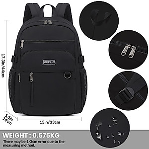 MIRLEWAIY The Young People's Choice Casual Daypack College Backpack Lightweight School Bookbag Black Backpack Work Bag For Teenagers Men Women, Black
