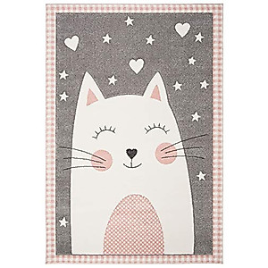 SAFAVIEH Carousel Kids Collection 5'3" x 7'6" Pink / Grey CRK134P Cat Nursery Playroom Area Rug
