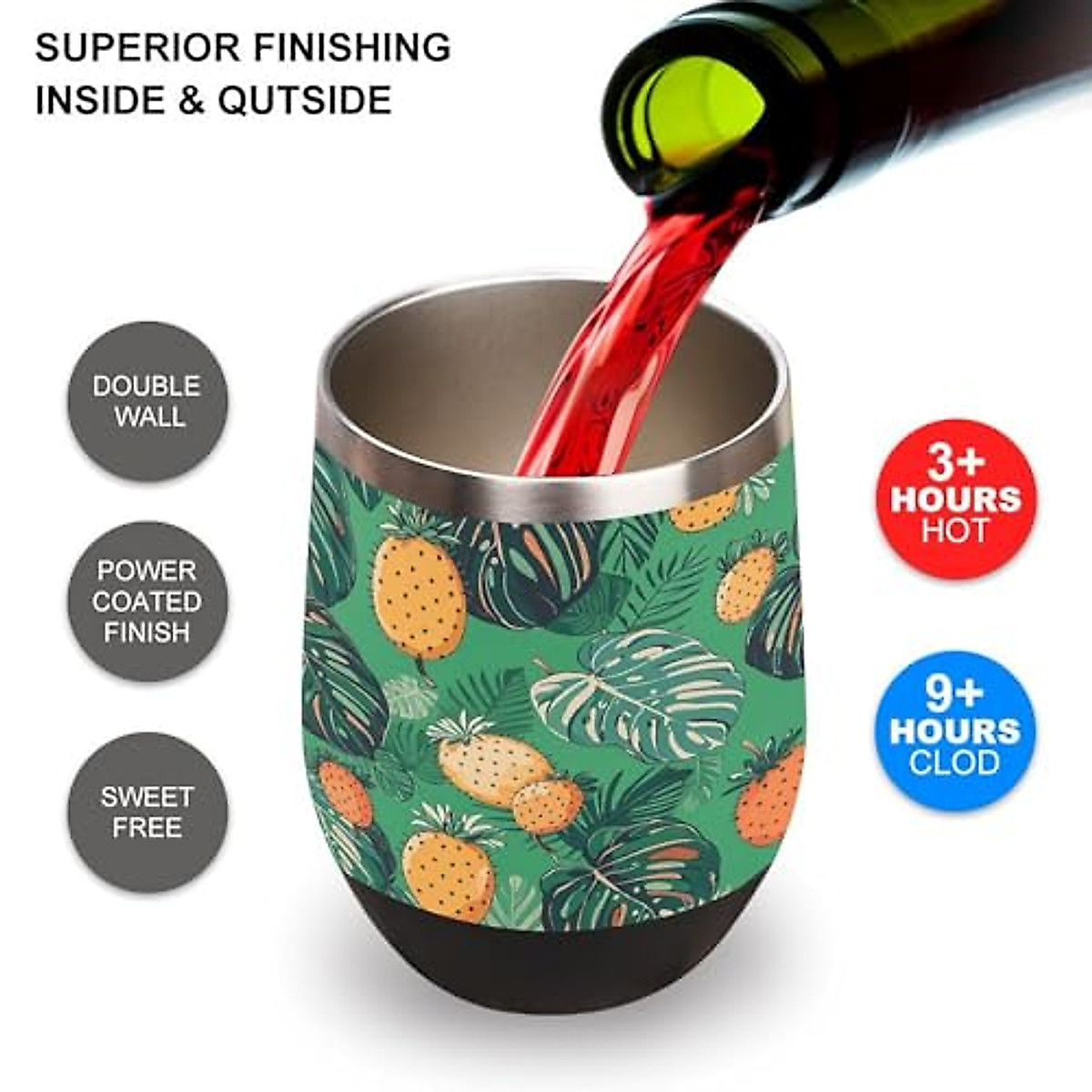 OPTKSNCU 304 Stainless Steel Insulated Cup with Lid, Tropical Scent Print Durable, And Easy to Clean – Ideal for Home, Office, And Gift Giving