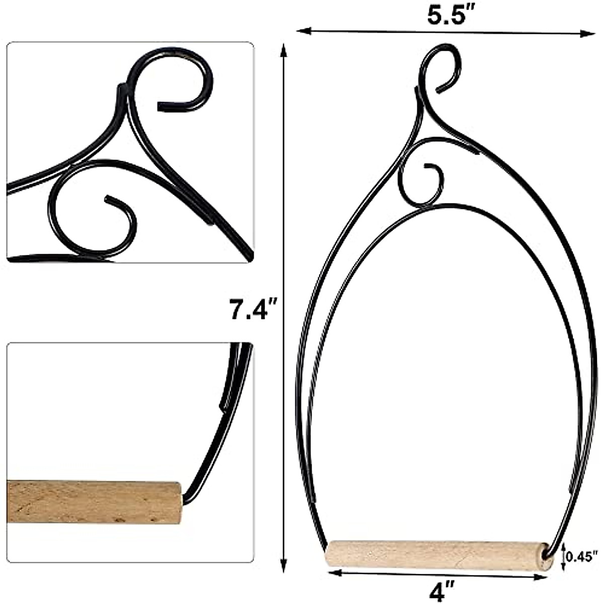 winemana Set of 3 Hummingbird Swings, Rust Resistant Metal Frame, Wooden Dowel, Attach to Bird Feeders, Perfect for Hanging Indoor Office Outdoor Trunk Lawn Patio Garden (7.4" x 5.5")