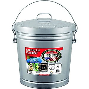 Behrens High Grade Steel 6106 6 Gal Silver Galvanized Steel Storage Can W/Locking Lid, (FBA_6106)