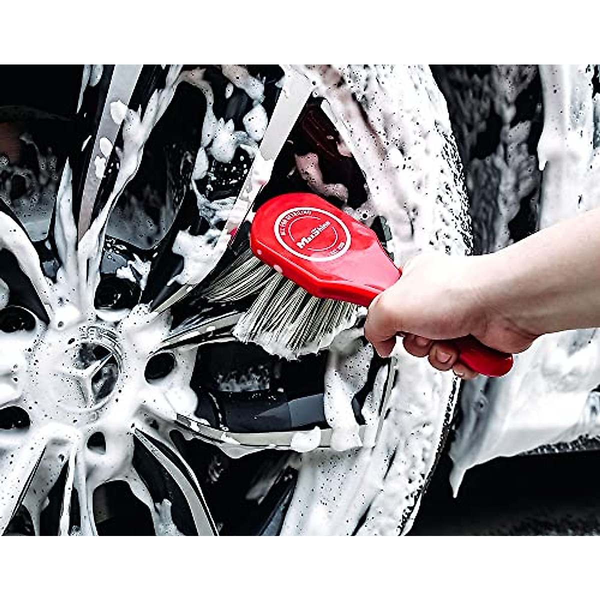 Maxshine Wheel & Body Cleaning Brush – Medium Duty, Strong and High Density Bristles, Used with Chemical Cleaners, Wheel, Tire, Engine Brushing