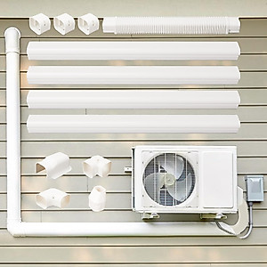 Kerykwan 3" W 15.5Ft L Mini Split AC Line Cover Kit Decorative PVC Tubing Pipe Cover Set for Center Air Conditioner&Heat Pumps System