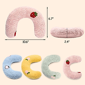 ucho Pillow for Cats, Ultra Soft Fluffy Pet Calming Toy Half Donut Cuddler, U-Shaped Pillow for Pet Cervical Protection Sleeping Improve- Pink